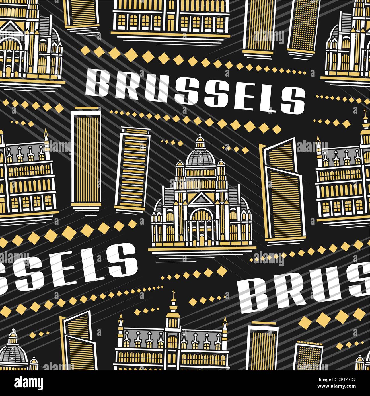 Vector Brussels Seamless Pattern, square repeating background with ...