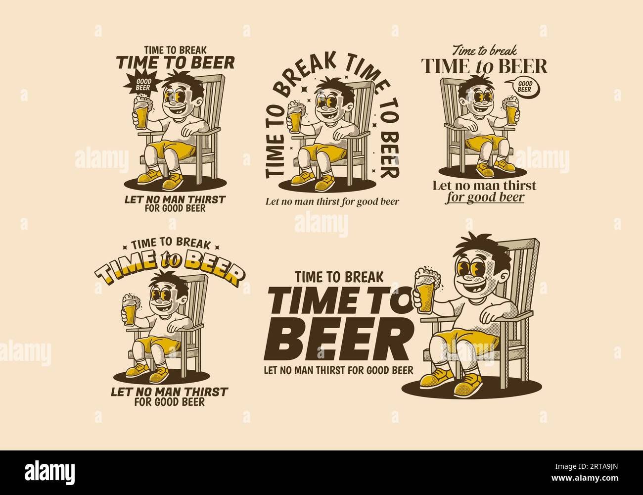 Time to break time to beer, a man sit on the chair and holding a glass ...