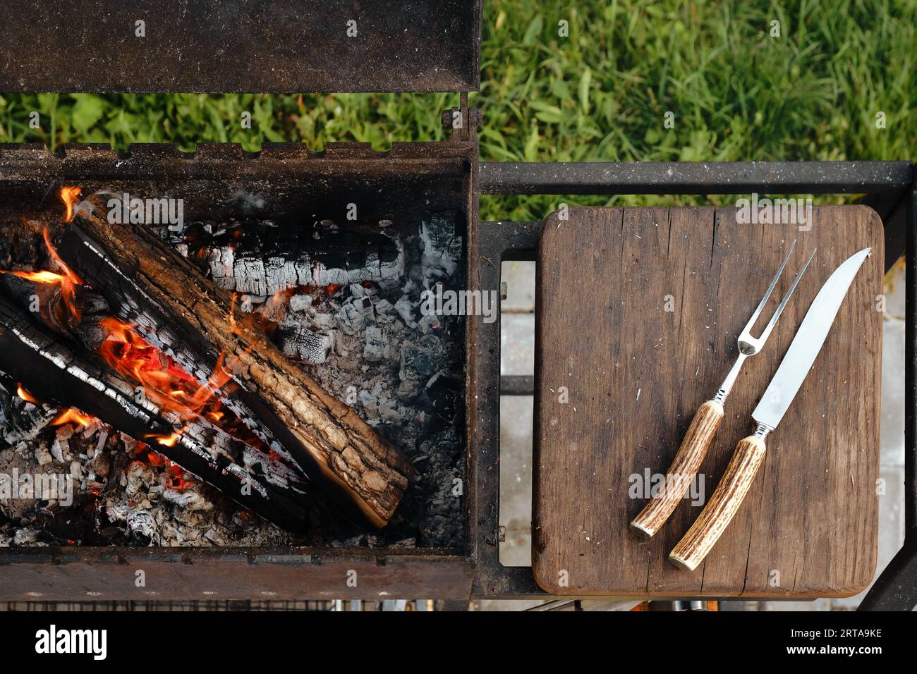 Top view charcoal burning hi-res stock photography and images - Alamy
