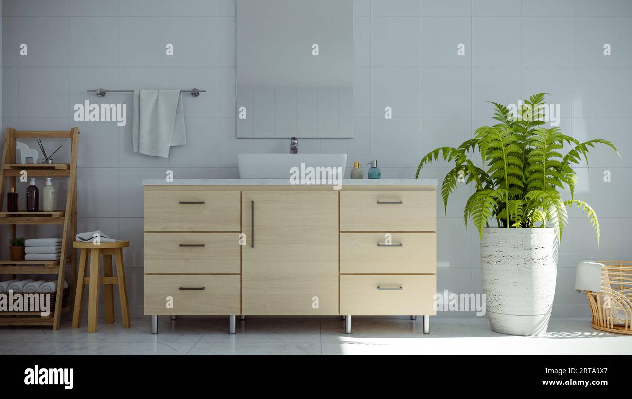 Modern Home Bathroom Interior design, 3d rendering Stock Photo - Alamy