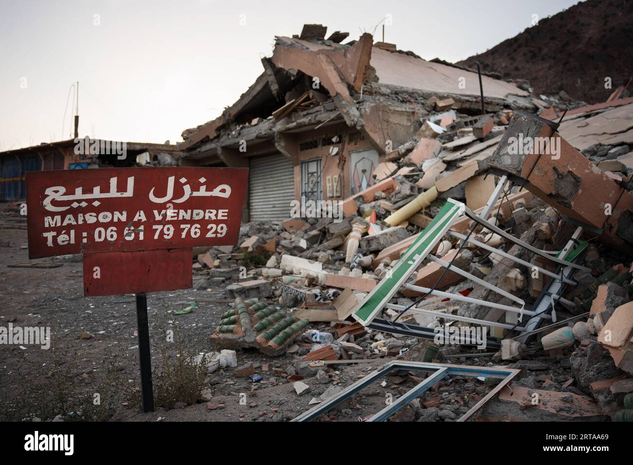 Idni, Morocco. 11th Sep, 2023. A house that was put up for sale is ...