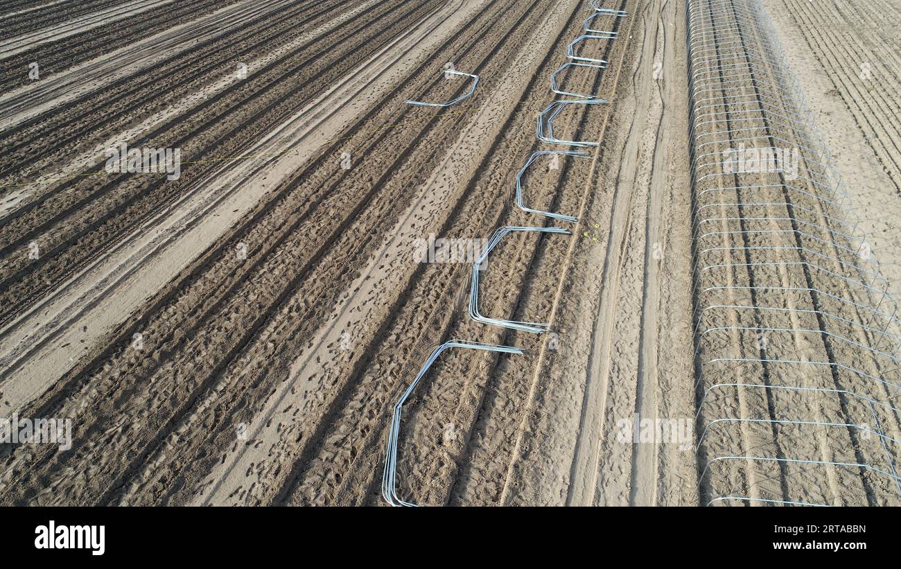 Metal skeleton of greenhouse, aerial photography Stock Photo - Alamy