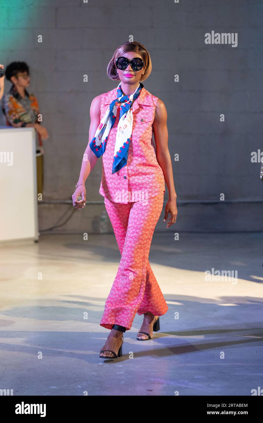 Models walk at the Travis Hamilton Negris Lebrum NYFW SS24 Runway Show in New York, NY on ...