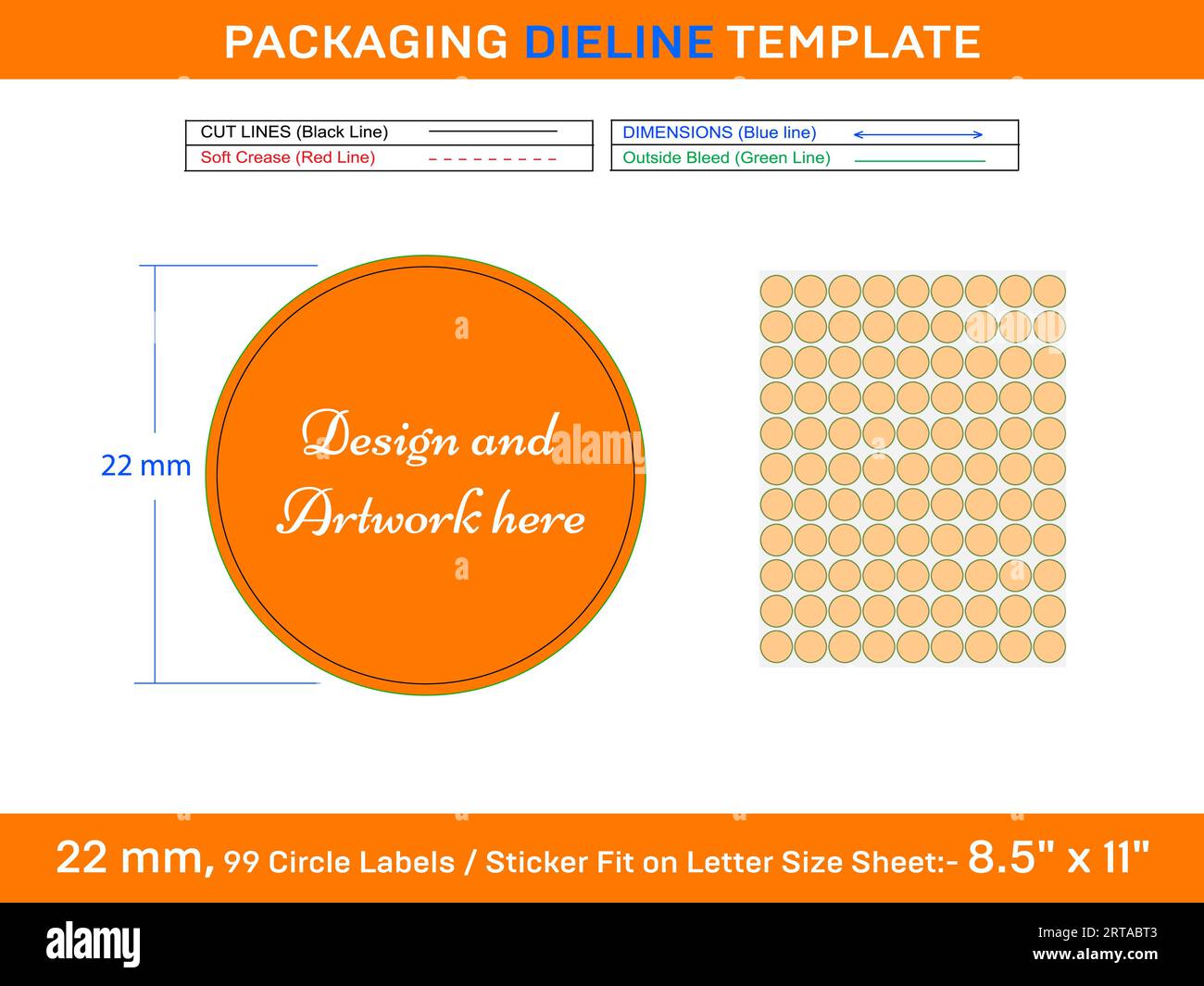 99pcs 22 mm CIRCLE or ROUND label sticker die line template Stock ...