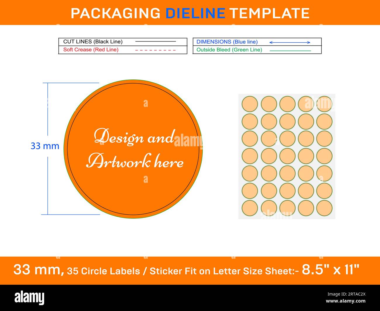 35pcs 34 mm CIRCLE or ROUND label sticker die line template Stock ...