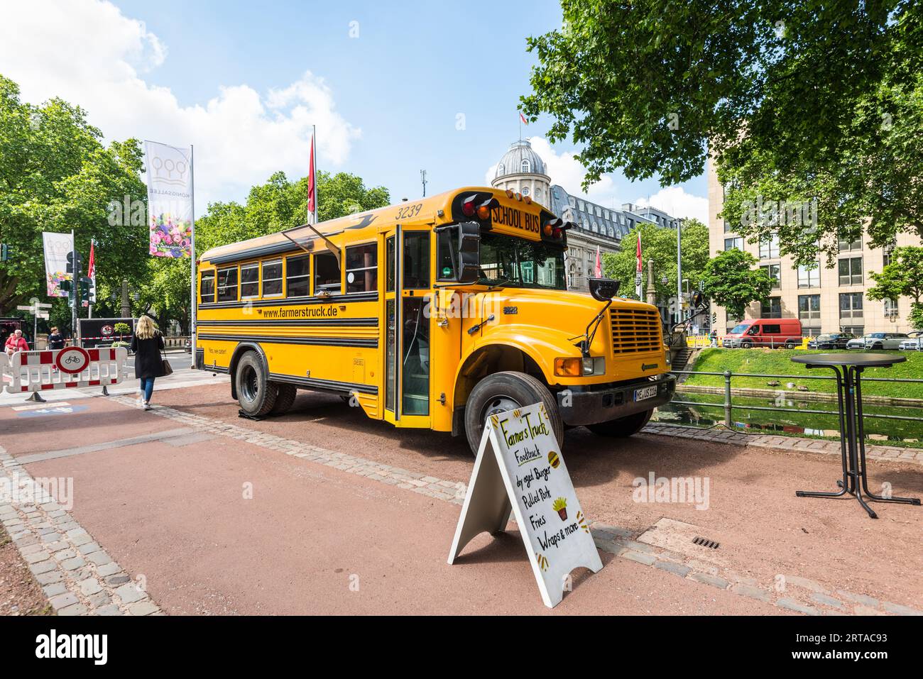 Dusseldorf, Germany - June 2, 2022: An American style yellow school bus ...