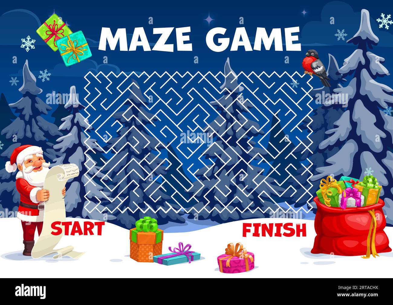 Christmas labyrinth maze. Find way child quiz, search path from ...
