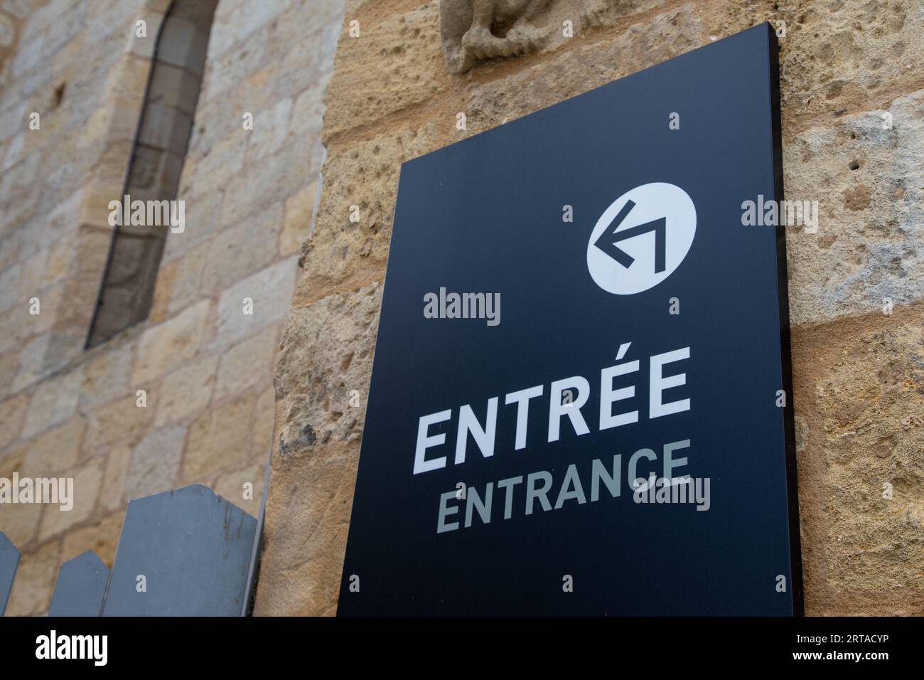 sign indicating entree panel in french text means entrance signage with ...