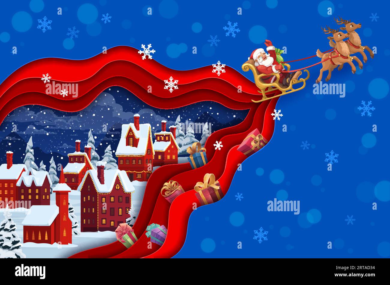 Santa Sleigh Flying Background