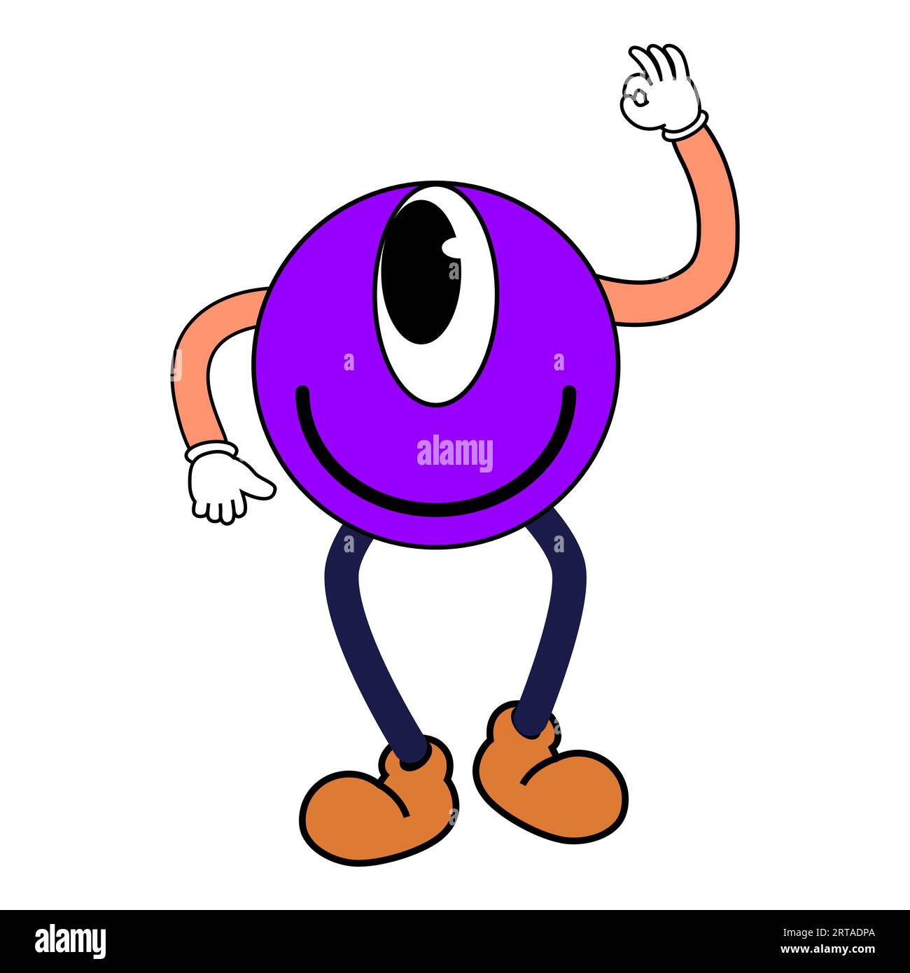 Groovy Cartoon funny cartoon smile character, vintage. Funky comic ...
