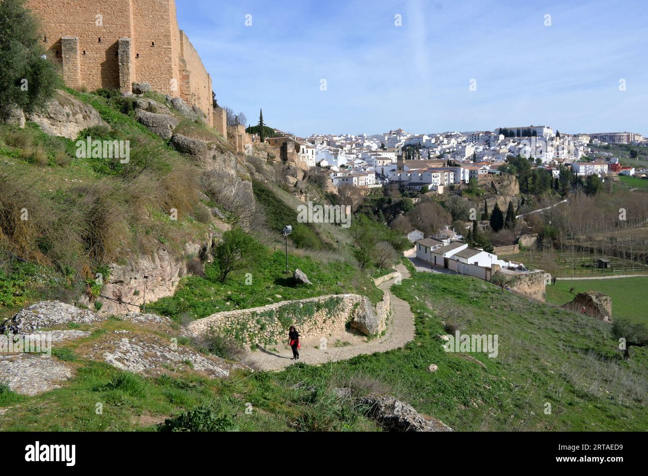 on the city walls at the old town, Ronda, White Villages Street ...