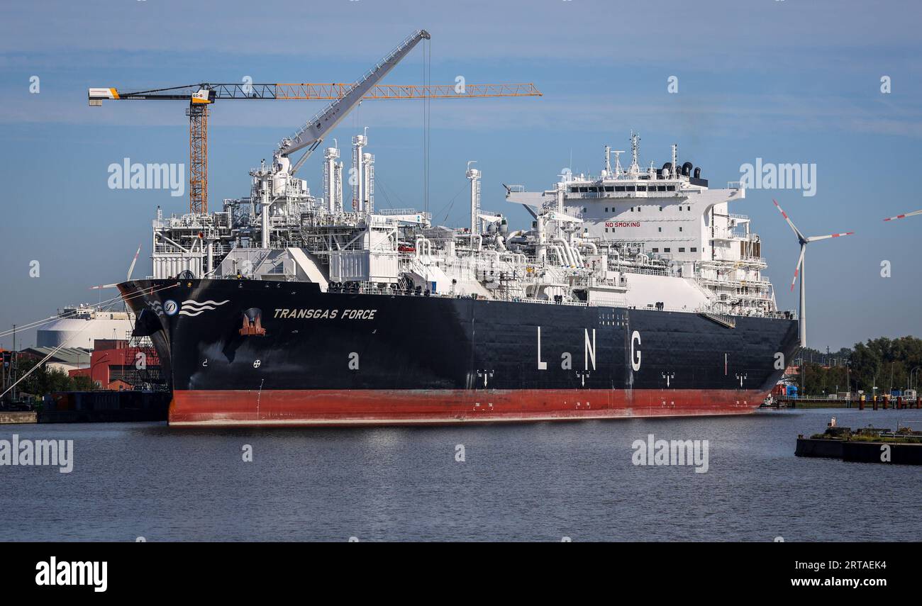 Bremerhaven, Germany. 05th Sep, 2023. The LNG terminal vessel Transgas ...