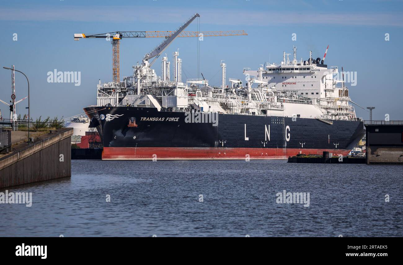 Bremerhaven, Germany. 05th Sep, 2023. The LNG terminal vessel Transgas ...