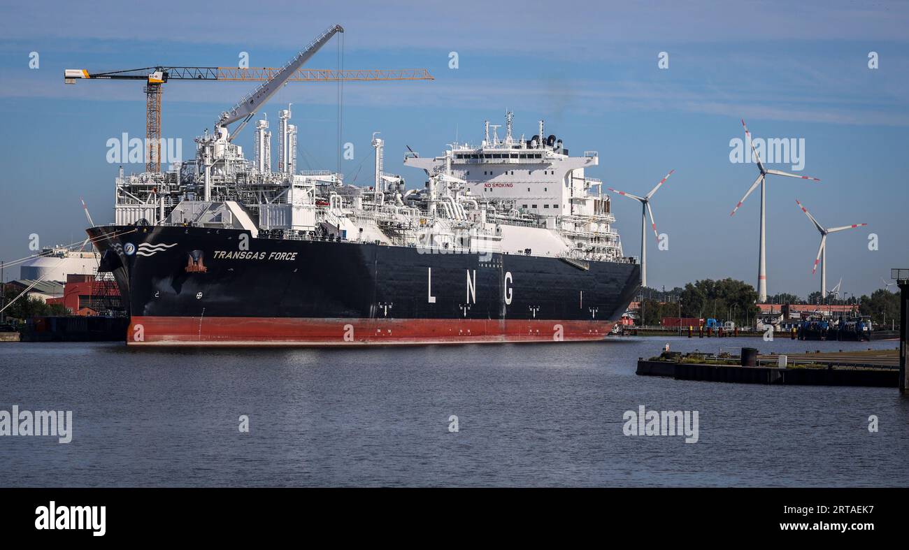 Bremerhaven, Germany. 05th Sep, 2023. The LNG terminal vessel Transgas ...