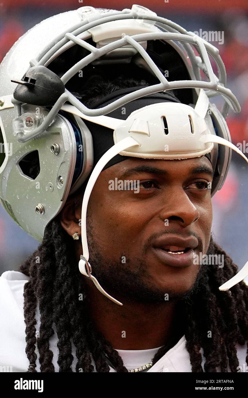 Las Vegas Raiders wide receiver Davante Adams (17) looks on against the ...