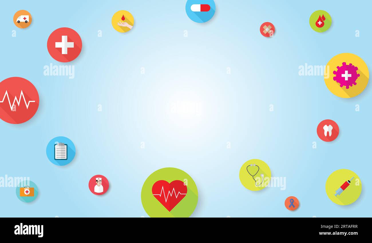 Medical background with flat icons and symbols, template design concept ...