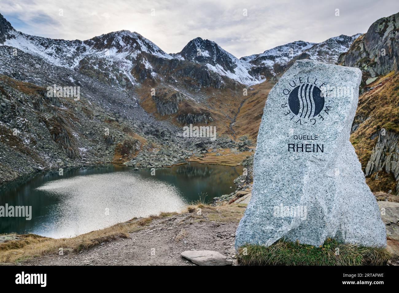 Monument Rheinquelle with Tomasee, Rheinquelle, Oberalppass, Gotthard ...