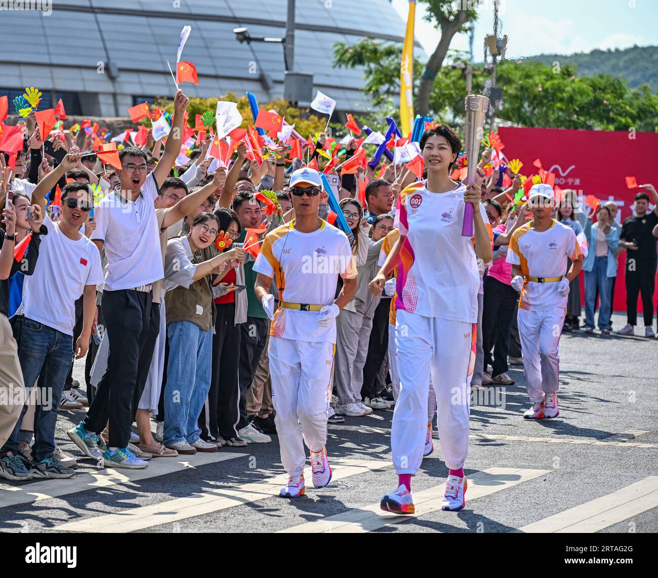 Ningbo, China's Zhejiang Province. 12th Sep, 2023. Torch bearer Yuan ...