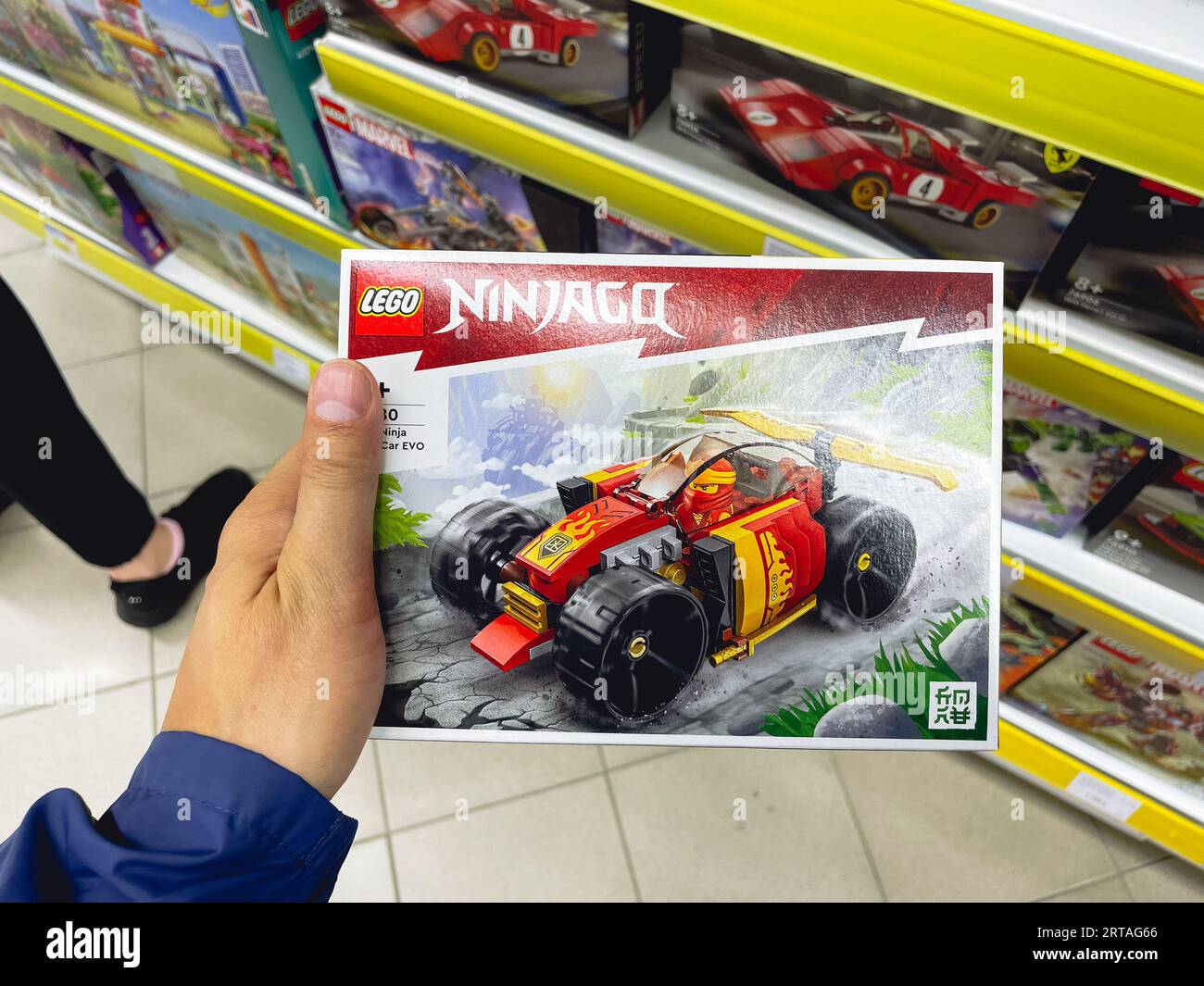 Tyumen, Russia-August 14, 2023: Lego construction kits for sale at Lego ...