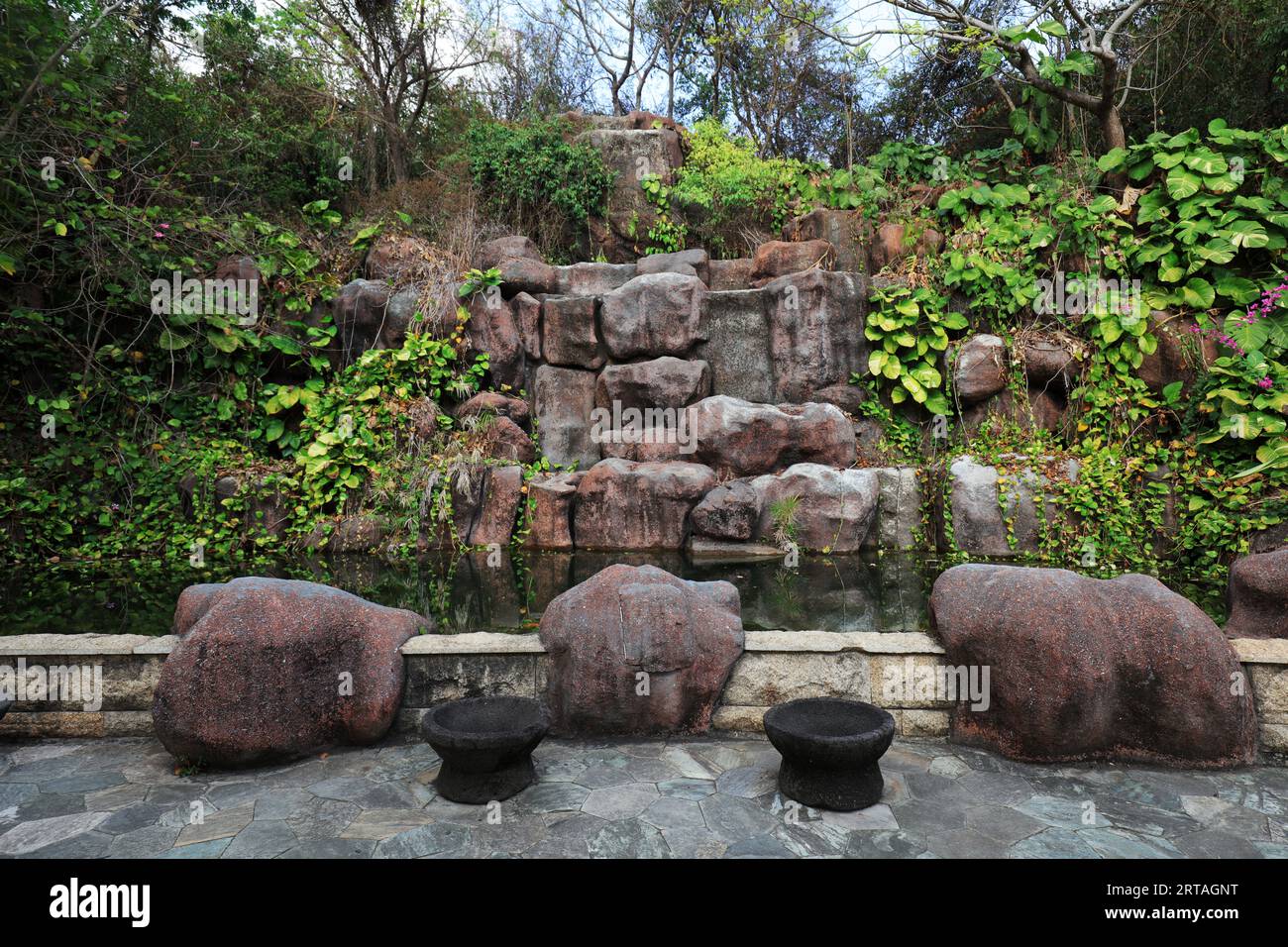 Rockery building scenery in a park Stock Photo - Alamy