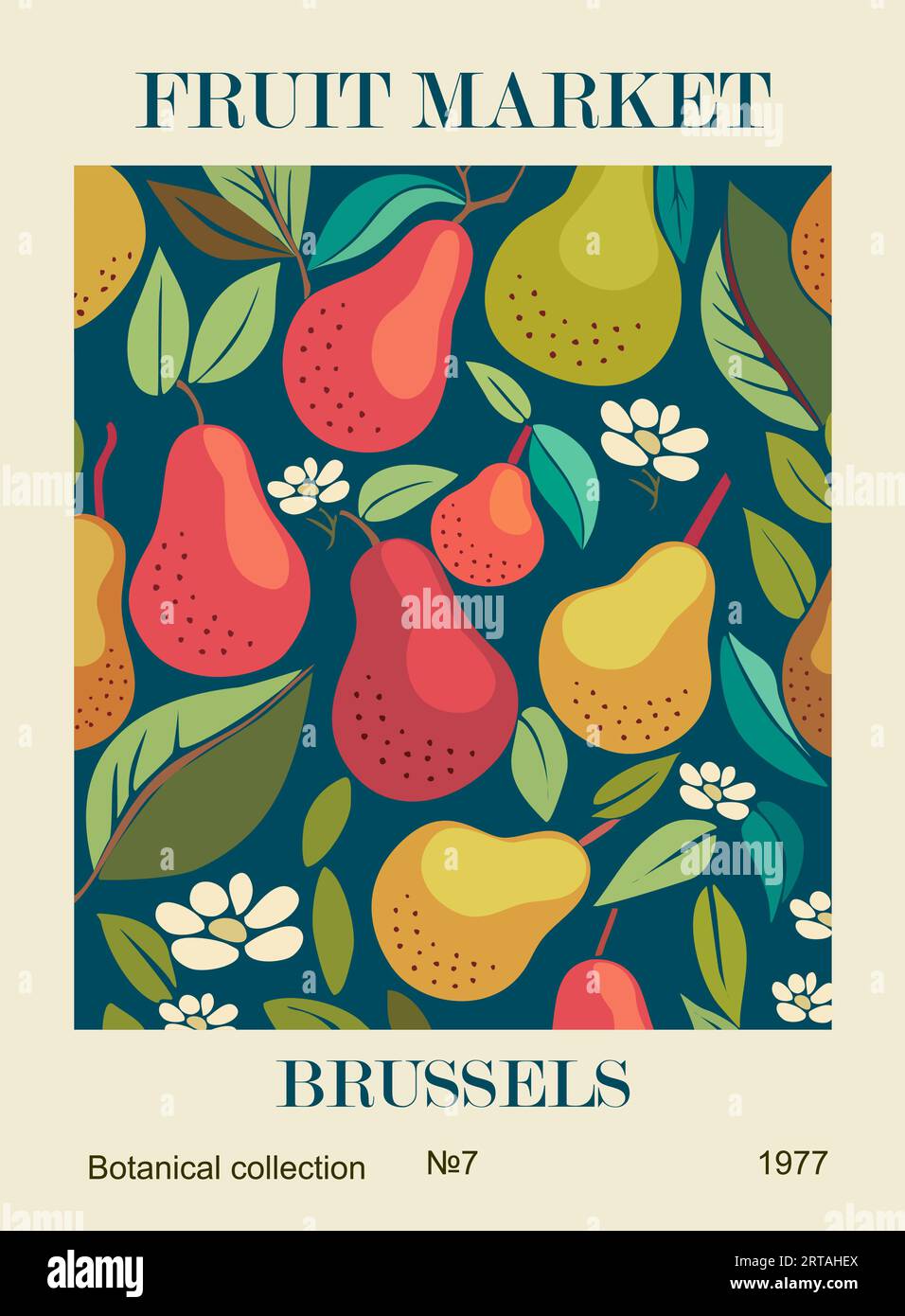 Abstract Fruit Market Brussels retro vector poster Stock Vector Image ...