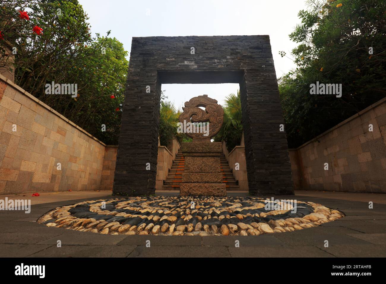 Sanya City, China - April 1, 2019: Chinese traditional sculpture ...