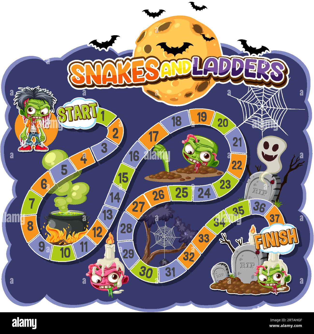 A vector cartoon illustration of a Halloween-themed board game Stock ...