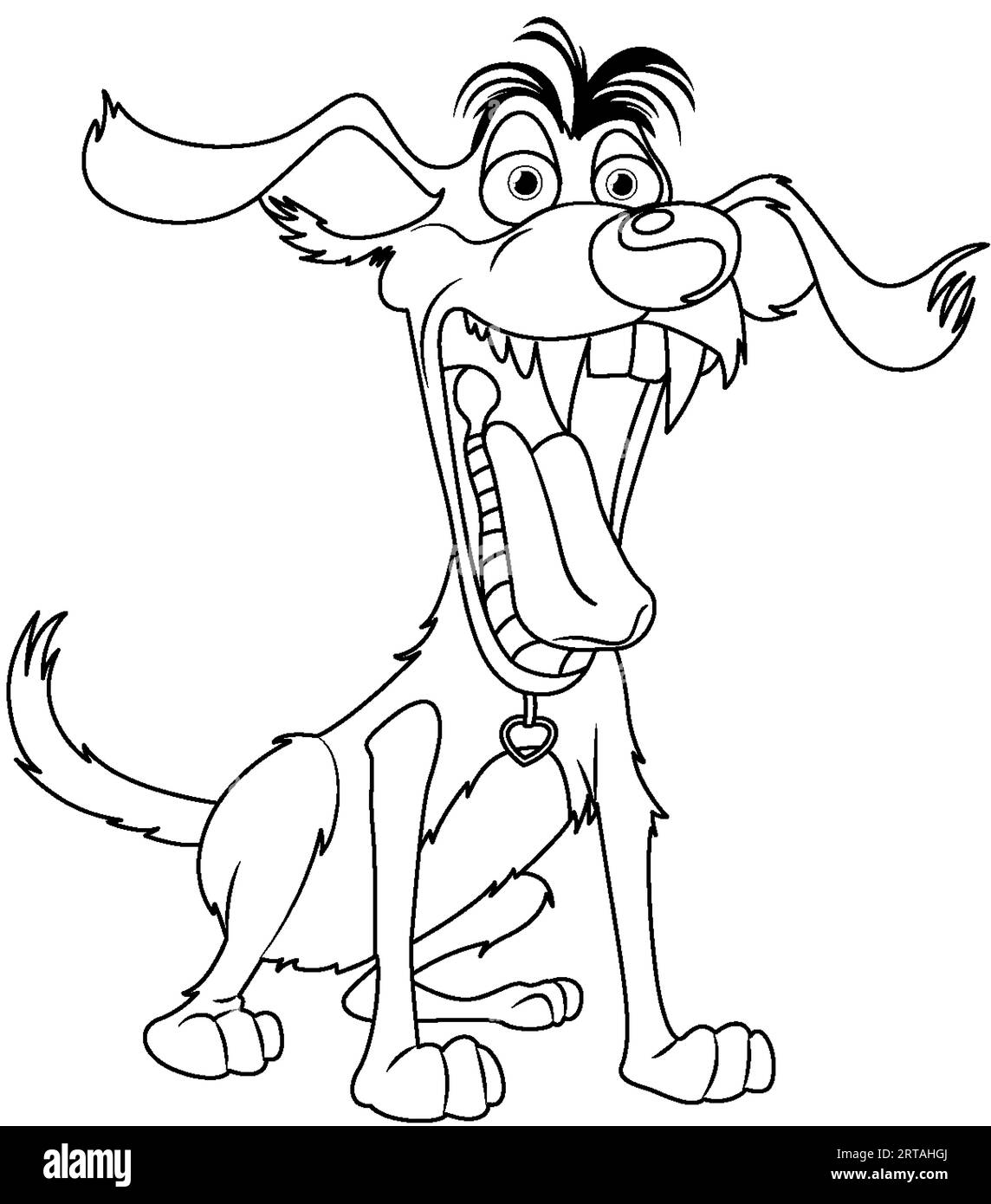 A vector cartoon illustration of a crazy dog with its mouth open ...