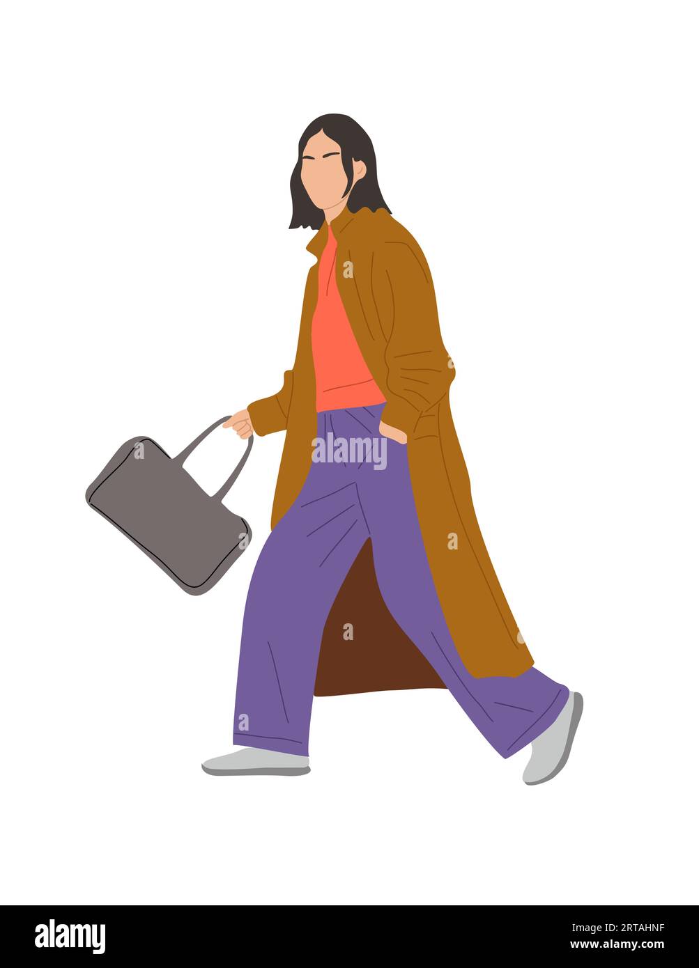 Stylish woman walking side view vector isolated Stock Vector Image ...