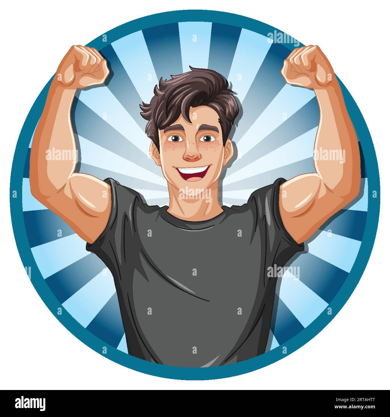 A vector cartoon illustration of a strong, muscular and handsome man ...