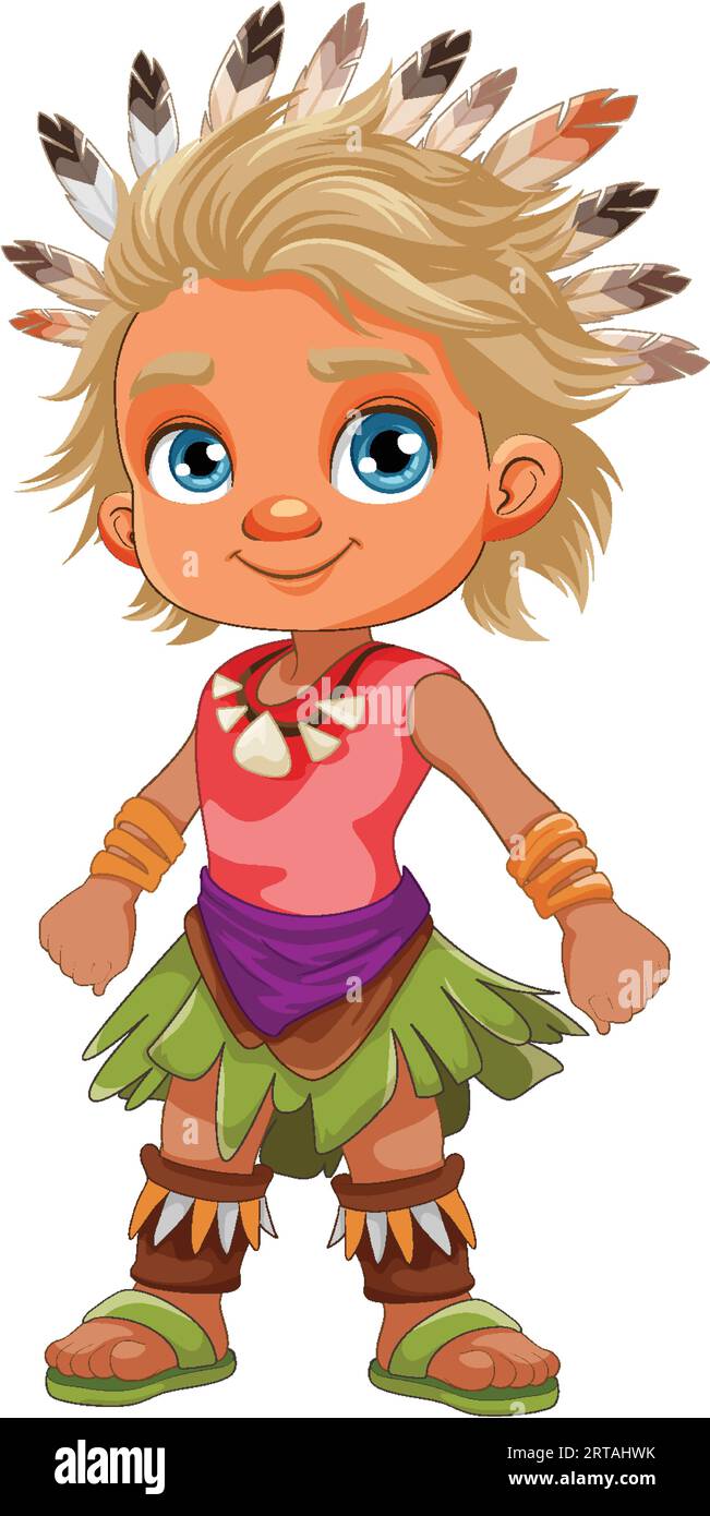 Male Native American cartoon character illustration Stock Vector Image ...