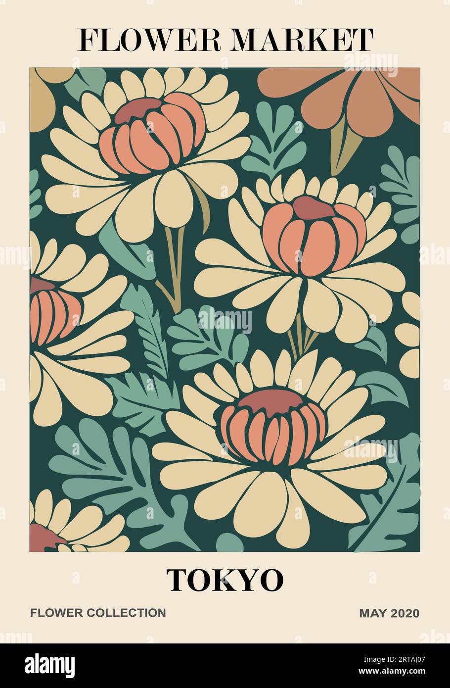 Abstract poster Flower Market Tokyo print vector Stock Vector Image ...