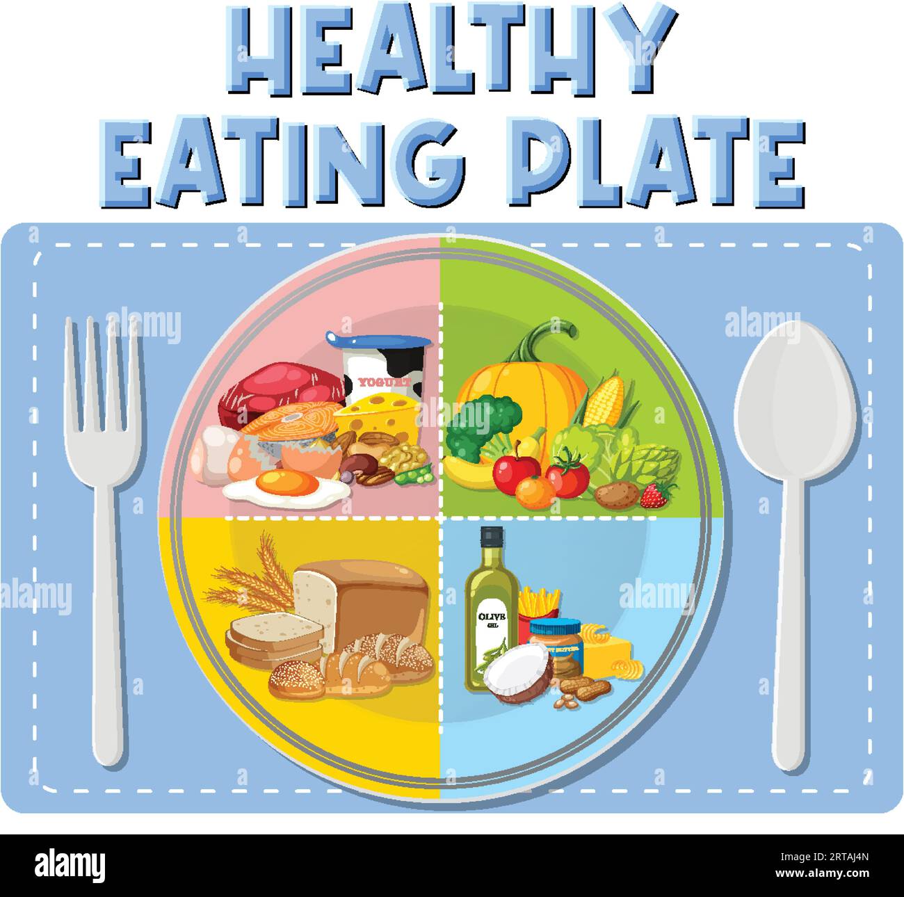 Learn about macronutrient food portions for a healthy diet Stock Vector ...