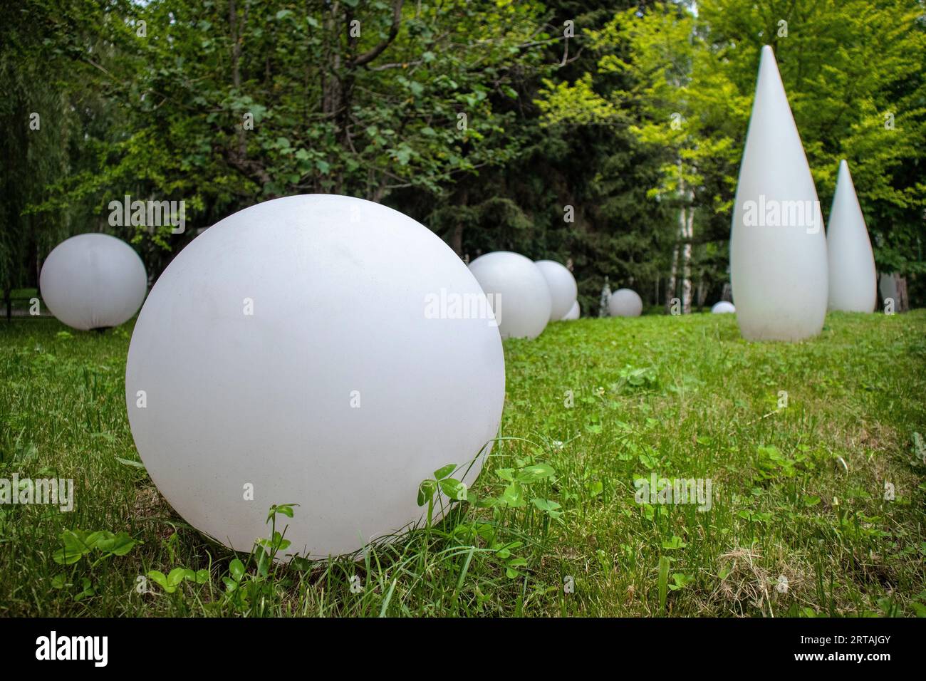 Large white decorative figures for garden decoration with lighting ...