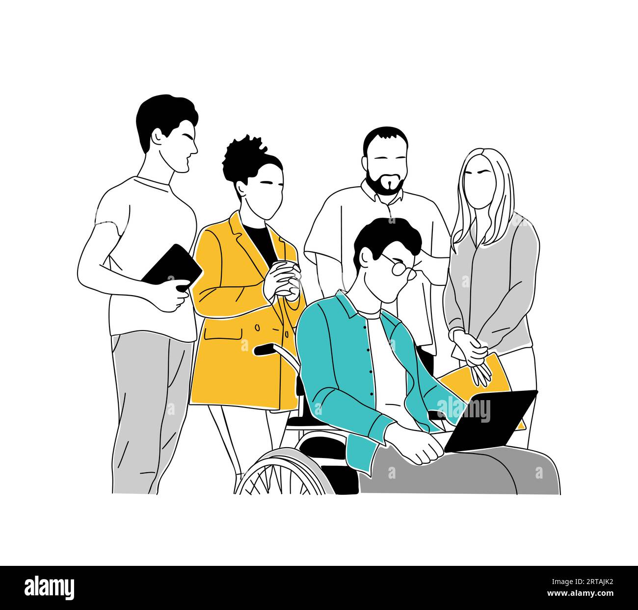 Inclusive business concept vector line art icon Stock Vector Image ...