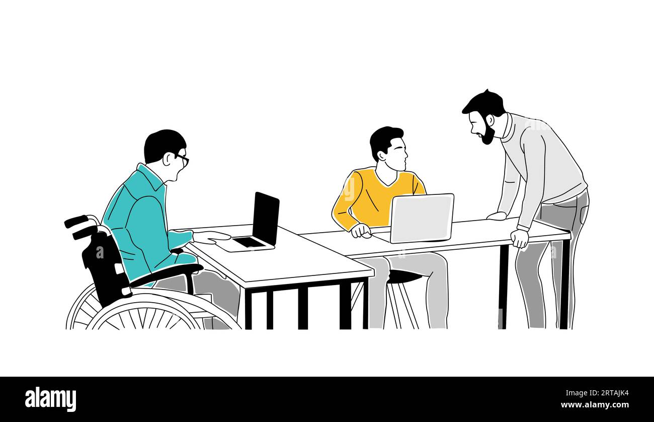 Young business men working together sitting vector Stock Vector Image ...