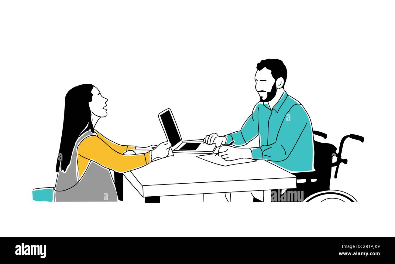 Inclusive business concept vector line art scene Stock Vector Image ...