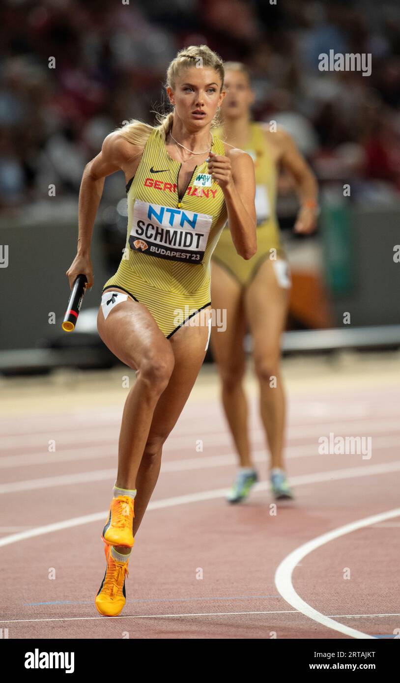 Alica Schmidt of Germany competing in the 4x400m relay on day eight at ...