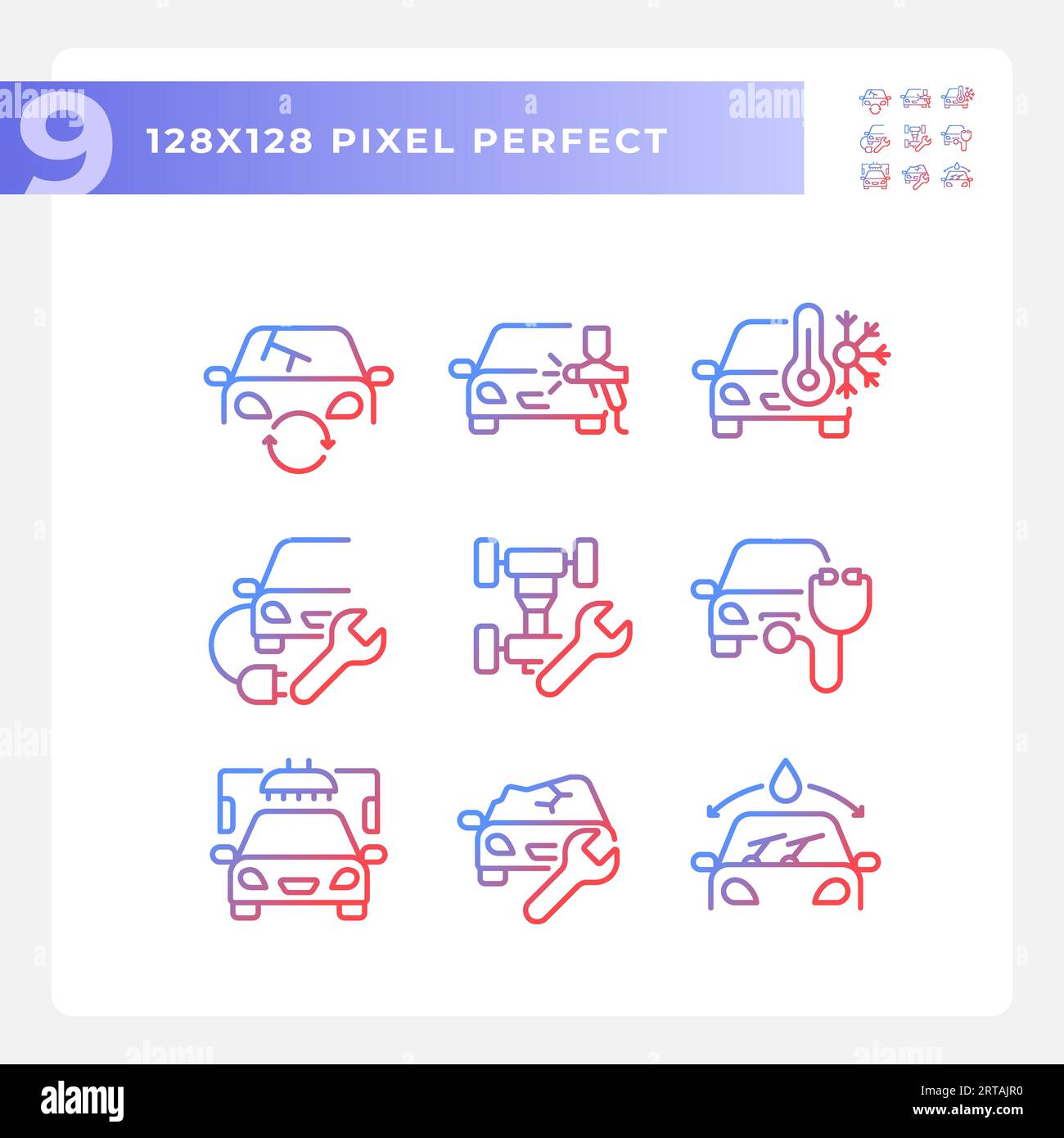 Gradient car repair and service icons collection Stock Vector Image ...