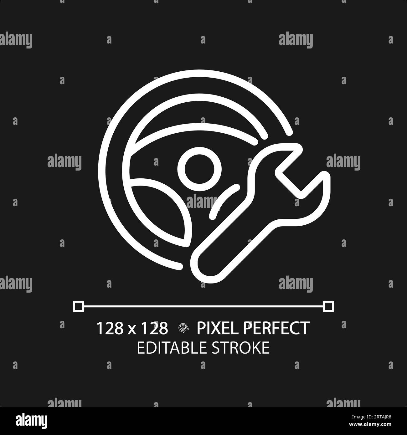 2D customizable thin line white steering wheel repair icon Stock Vector ...