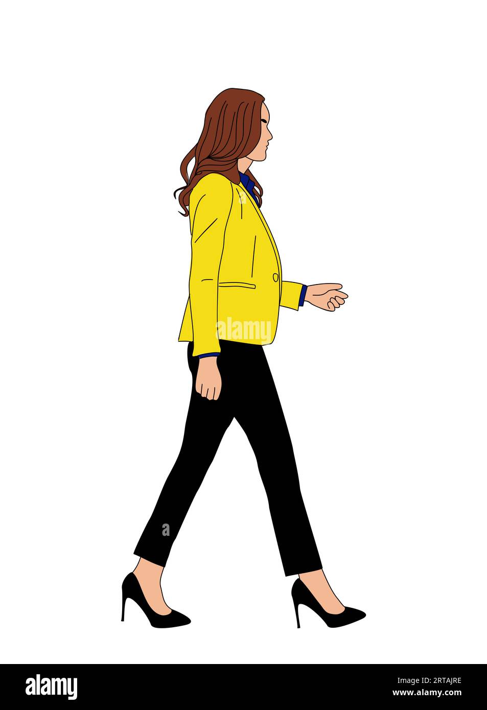 Business woman walking side view vector isolated Stock Vector Image ...