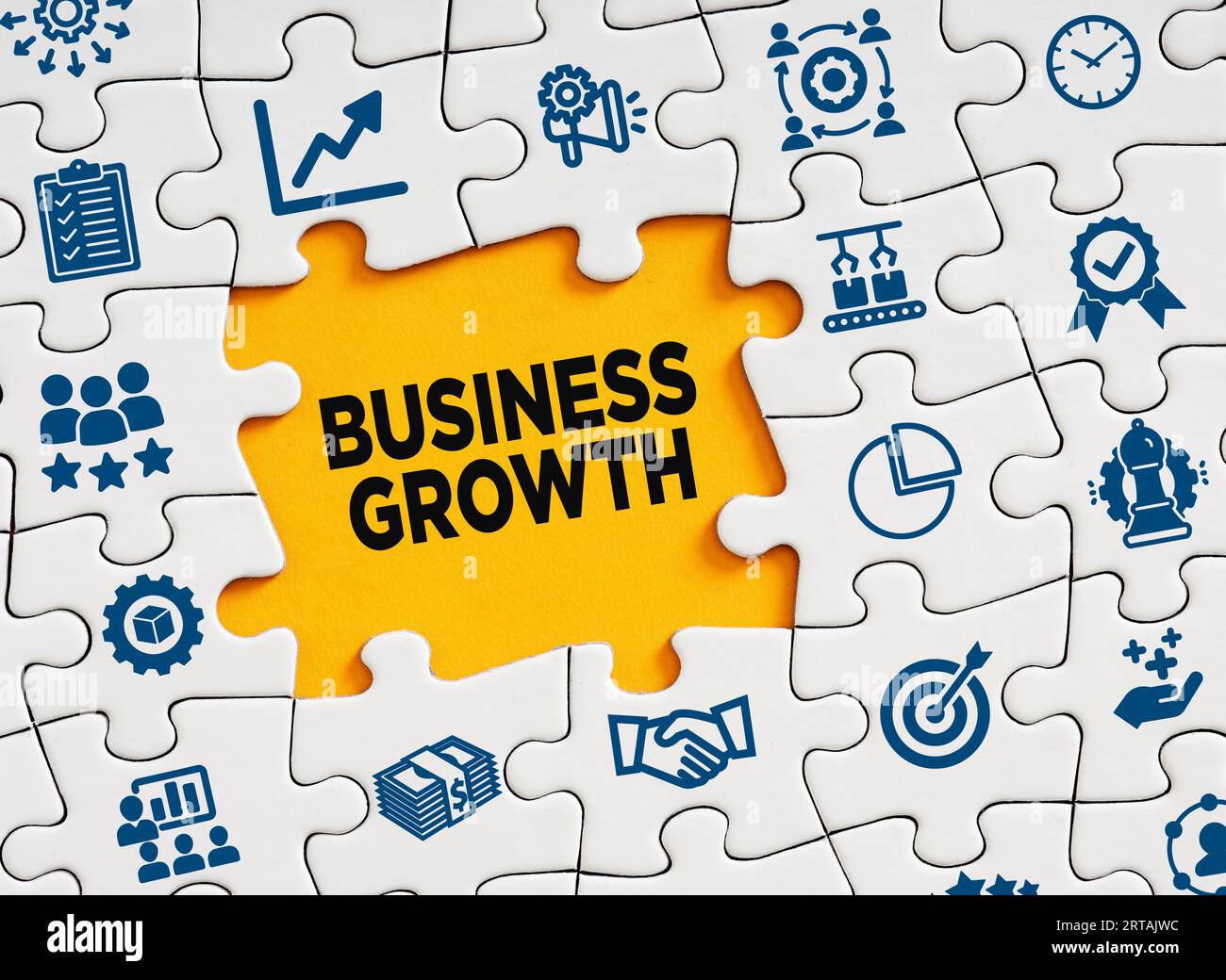 Business growth concept. The word business growth in a missing puzzle ...