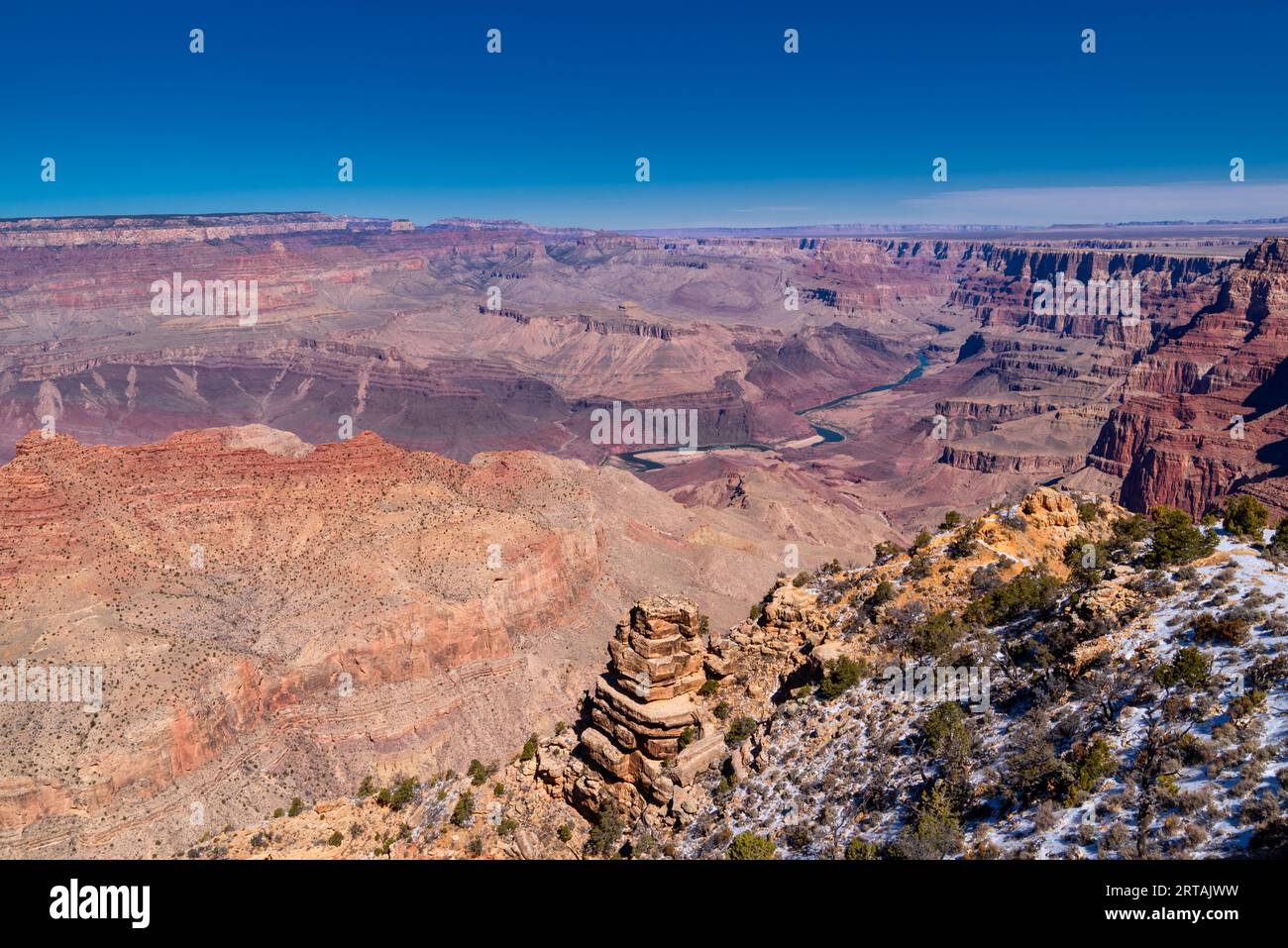 The Grand Canyon as seen from the South Rim in Arizona. The large gorge ...