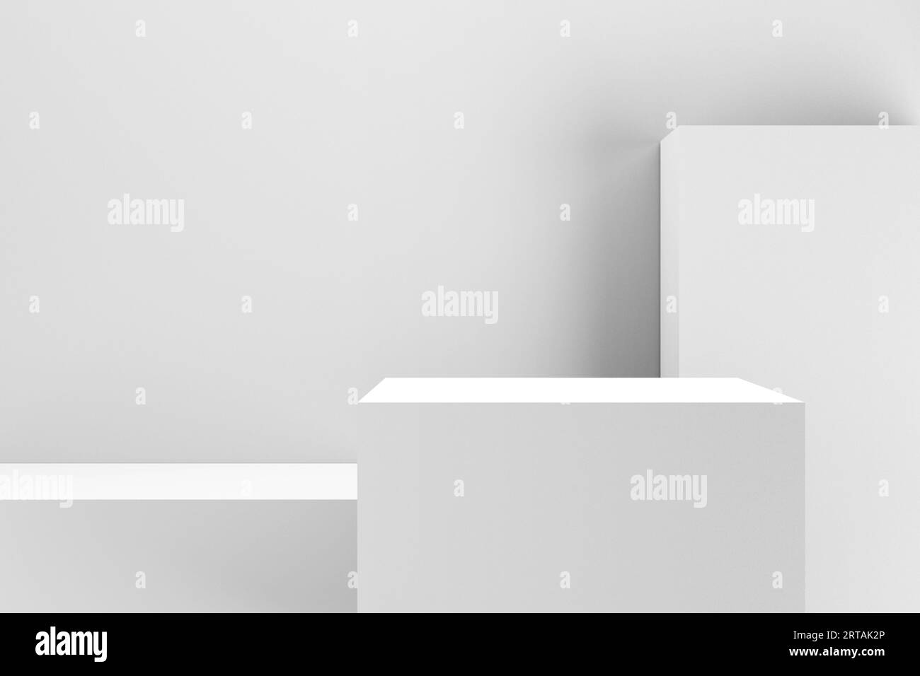 Modern empty white rectangular cube podiums, platform or pedestal ...