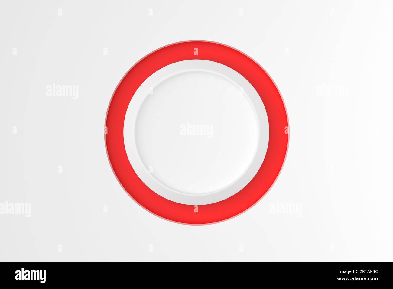 Blank round push button on white background. Top view. 3D render Stock ...