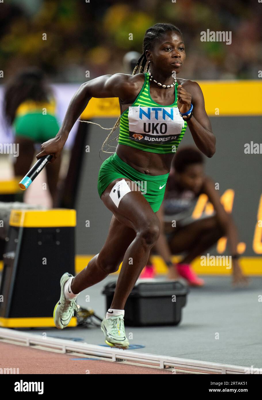 Imaobong Nse Uko of Nigeria competing in the 4x400m relay on day eight ...