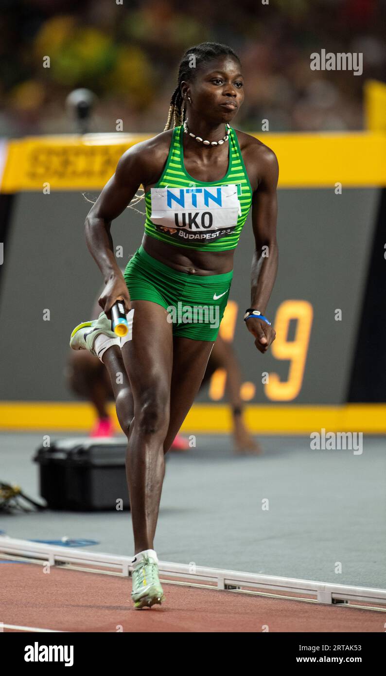 Imaobong Nse Uko of Nigeria competing in the 4x400m relay on day eight ...