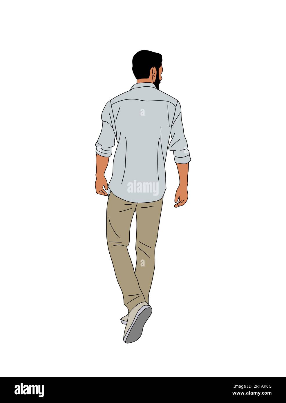 Back view walking handsome man Stock Vector Images - Alamy
