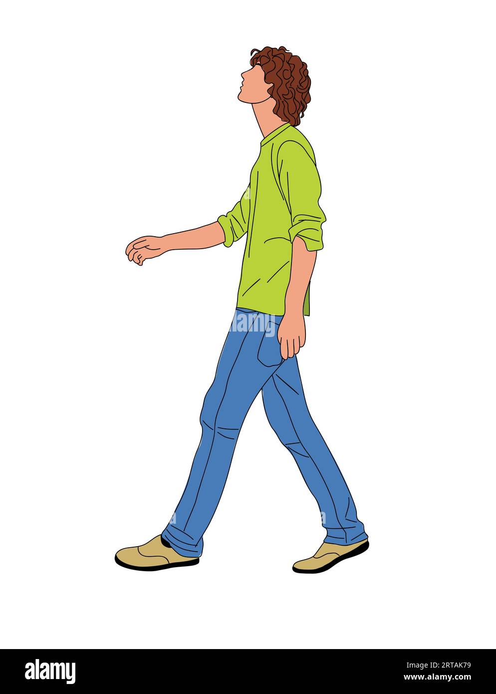Young man walking side view vector isolated Stock Vector Image & Art ...