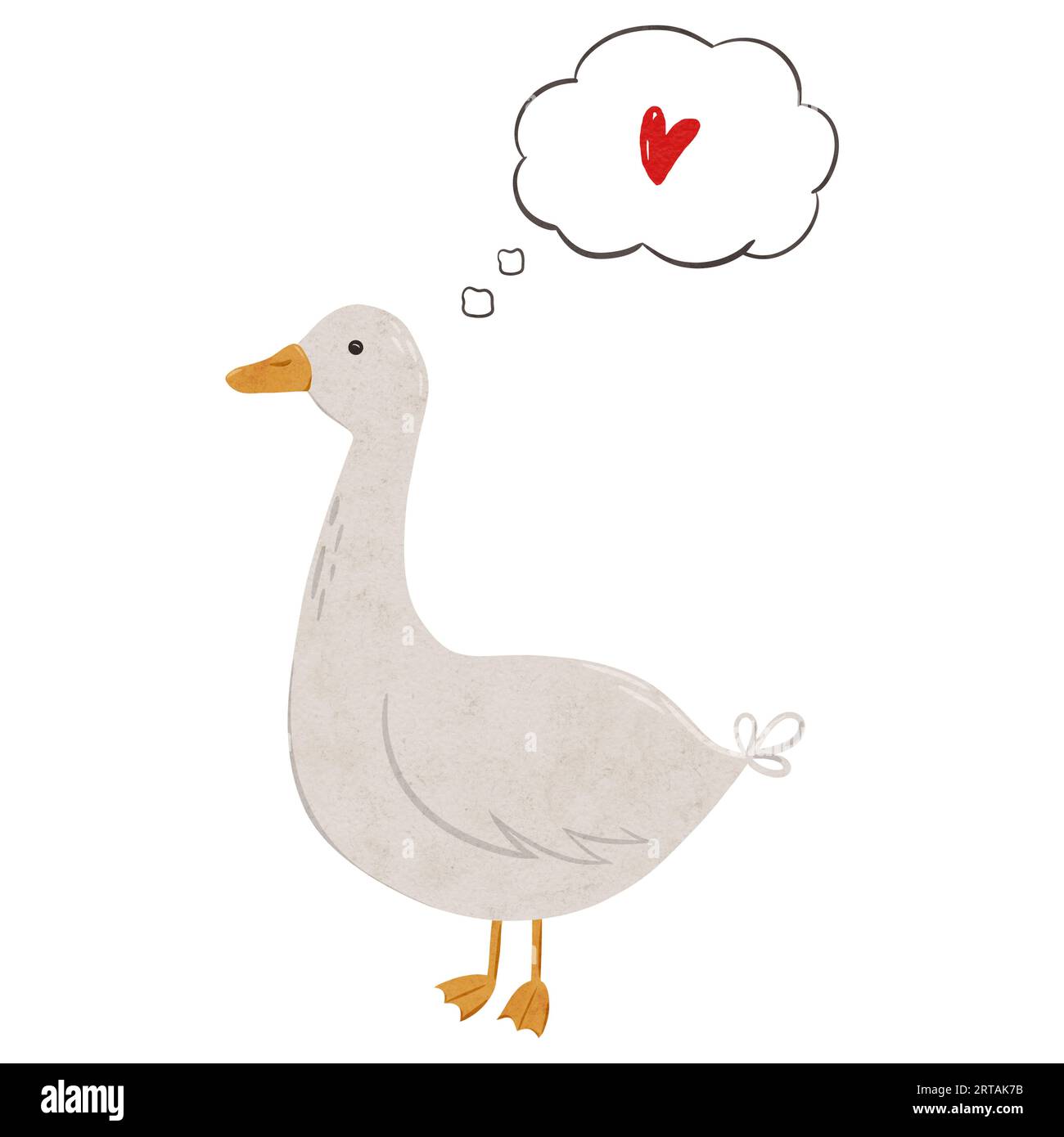 Cute goose fall in love in scandinavian style. Digital hand drawn ...